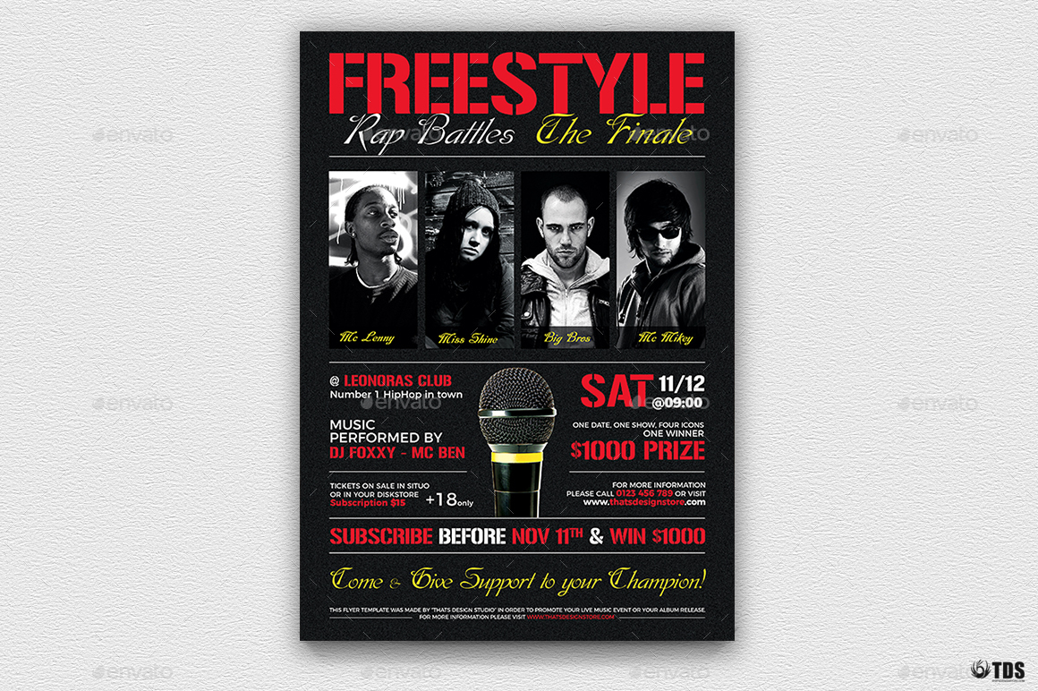Freestyle Rap Battle Flyer Template V8, Print Templates | GraphicRiver