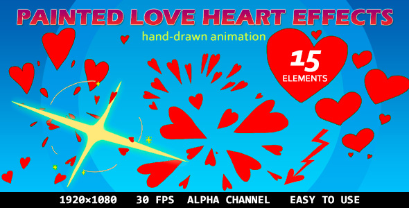Painted Love Heart 2D Effects (15 Elements), Motion Graphics | VideoHive