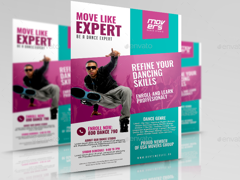 Dance Class and Studio Promotional Flyer, Print Templates | GraphicRiver