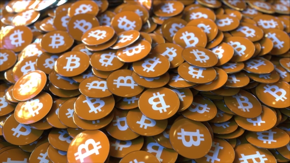 Pile of Badges Featuring Bitcoin Logo, Motion Graphics | VideoHive