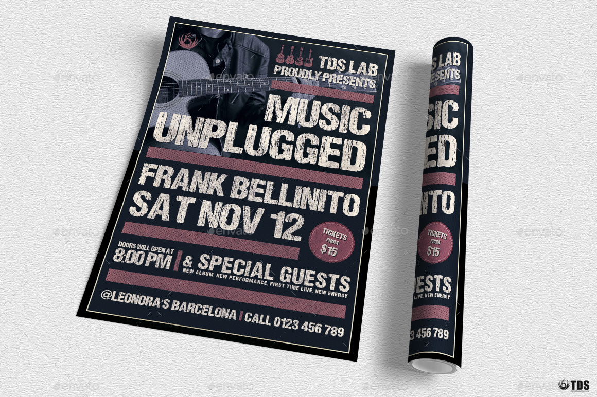 Music Unplugged Flyer Template, Print Templates | GraphicRiver