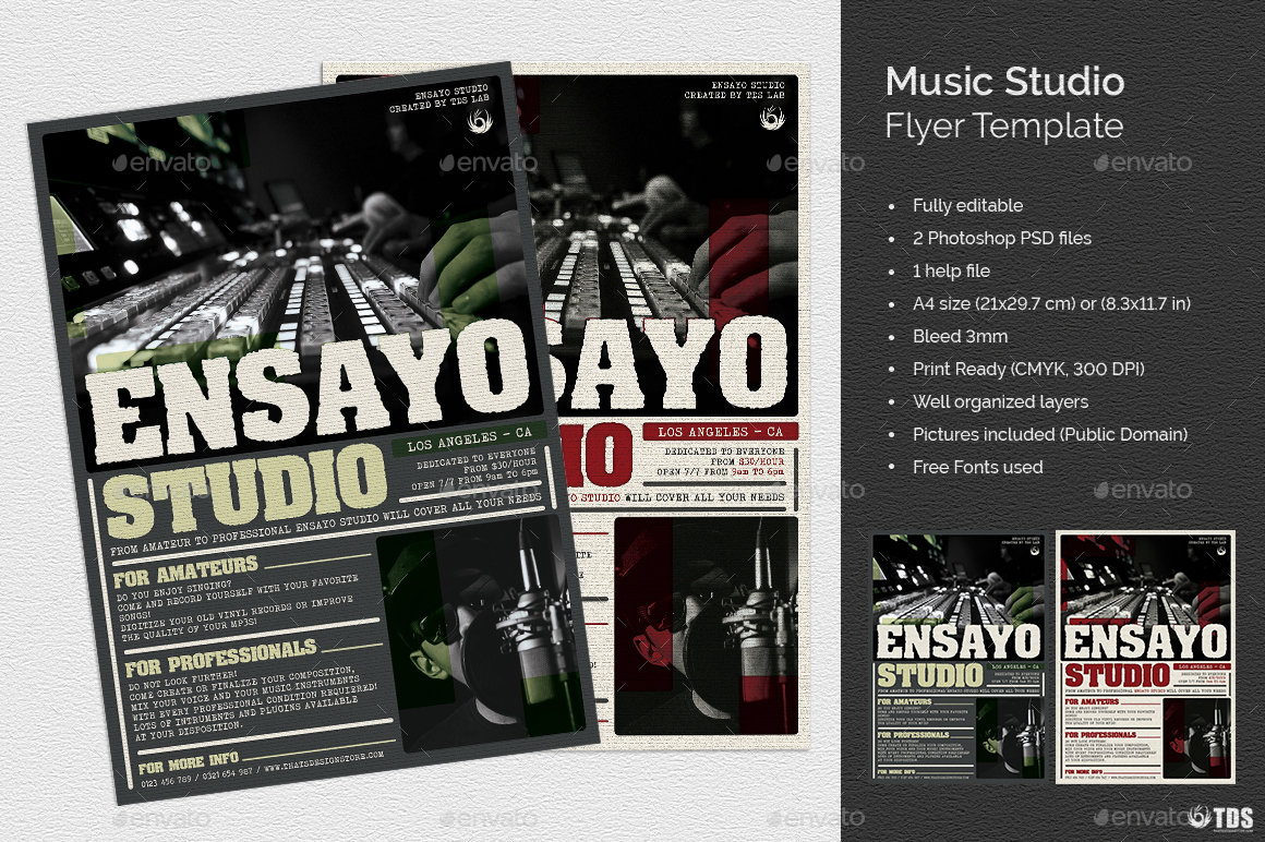 Music Studio Flyer Template, Print Templates | GraphicRiver
