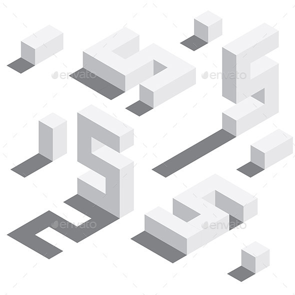 Isometric Alphabet, Vectors | GraphicRiver