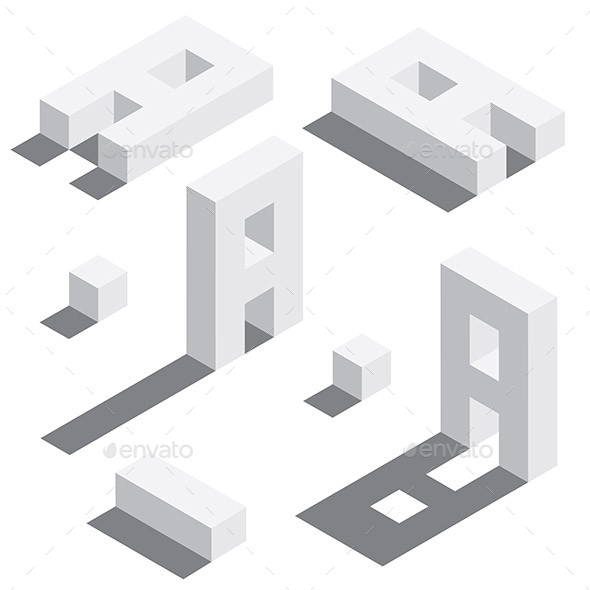 Isometric Alphabet, Vectors | GraphicRiver