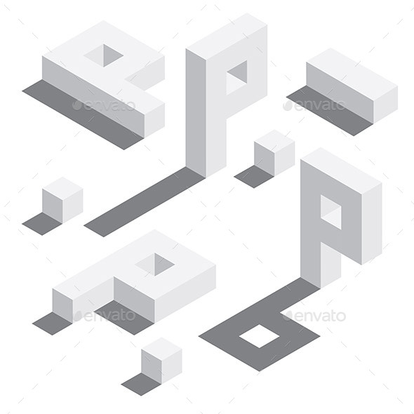 Isometric Alphabet, Vectors | GraphicRiver