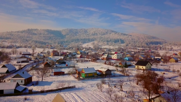 Aerial View of a Small Town in the Mountains, Stock Footage | VideoHive