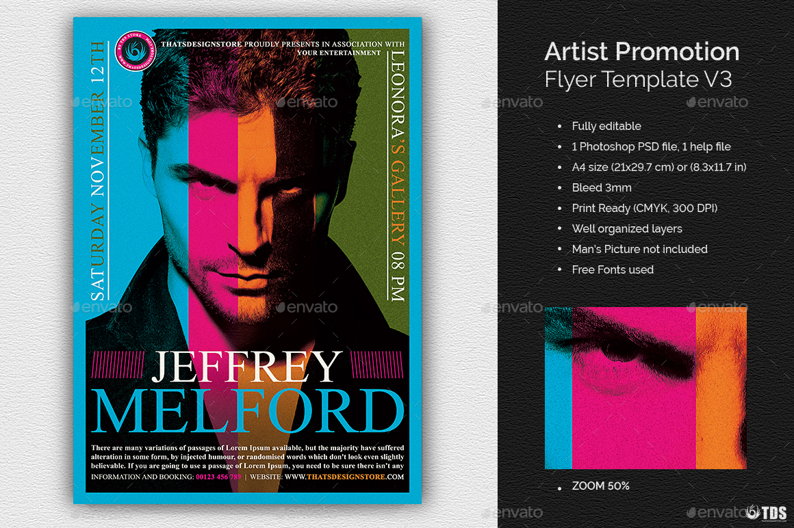 Artist Promotion Flyer Template V3, Print Templates | GraphicRiver