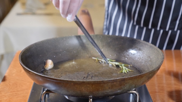 Chef Cooking Flambe Style Dish, Stock Footage | VideoHive