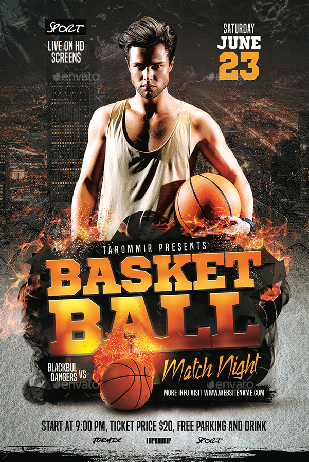 Basketball Match Night Flyer, Print Templates | GraphicRiver