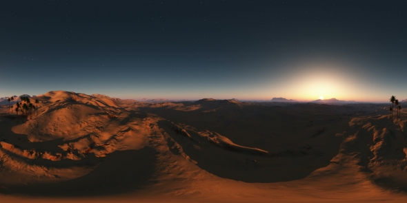 VR 360 Degree Aerial Panorama of Palms in Desert, Motion Graphics ...