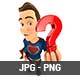 3D Superhero Holding a Question Mark Icon, Graphics | GraphicRiver