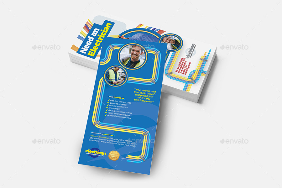 Electrician Rack Card Template, Print Templates | GraphicRiver