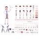 Female Scientist Character Creation Set, Vectors | GraphicRiver