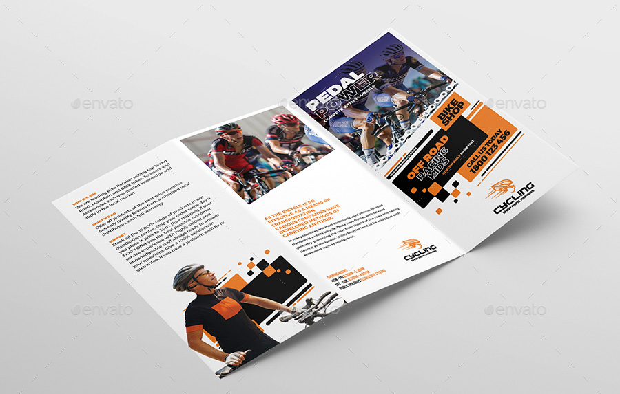 Cycling Shop Tri-Fold Brochure Template, Print Templates | GraphicRiver