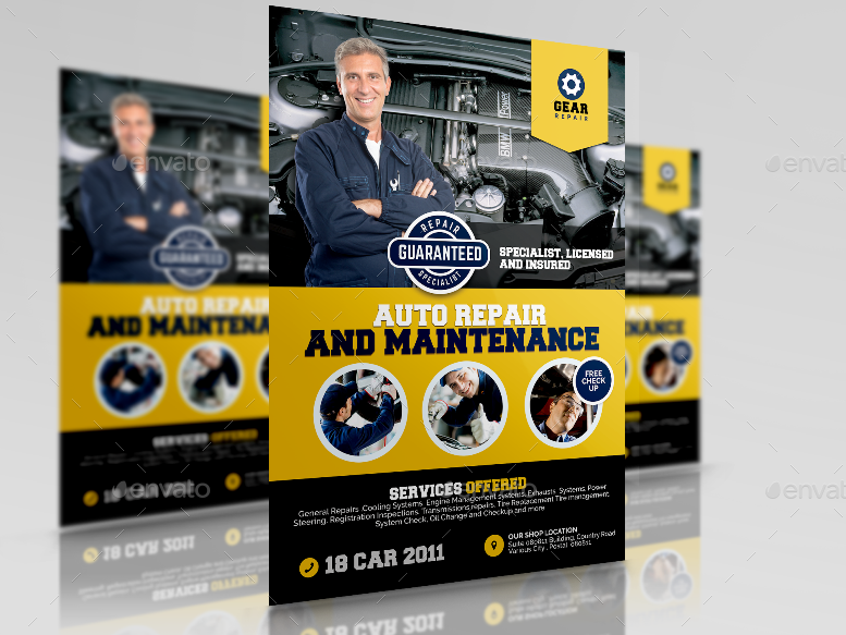 Car Repair and Servicing Flyer, Print Templates | GraphicRiver