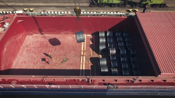 Cargo Ship Unloading in Port, Stock Footage | VideoHive