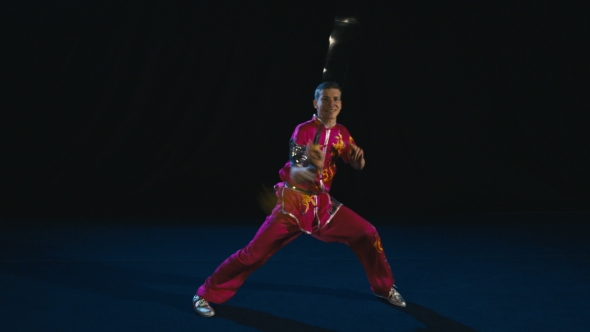 Professional Warrior Practicing Arts with Sword, Stock Footage | VideoHive