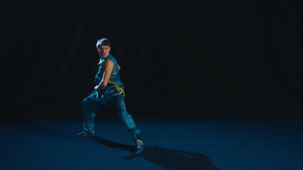 Professional Warrior Practicing Arts with Sword, Stock Footage | VideoHive