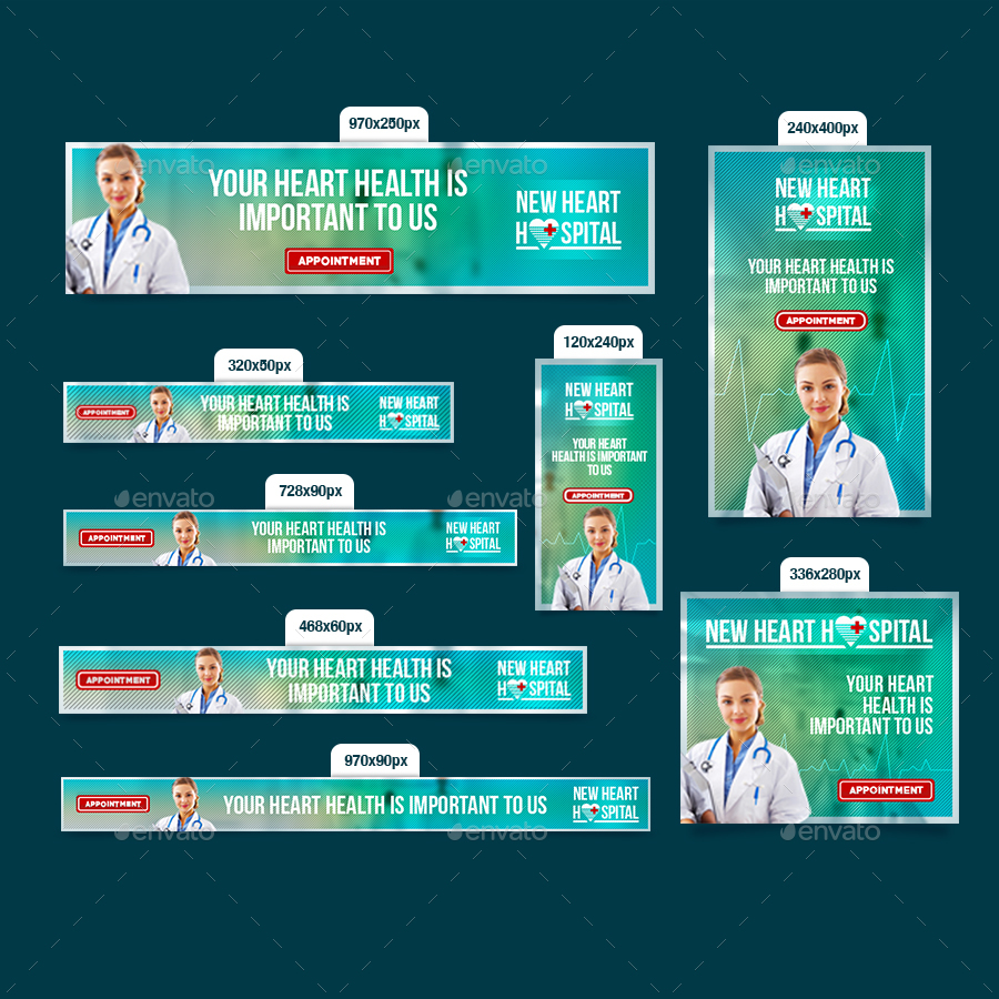 Hospital Banner Set, Web Elements | GraphicRiver