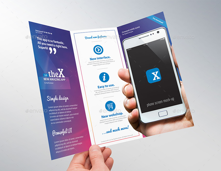 Mobile App Trifold Brochure vol.2 (Android), Print Templates | GraphicRiver