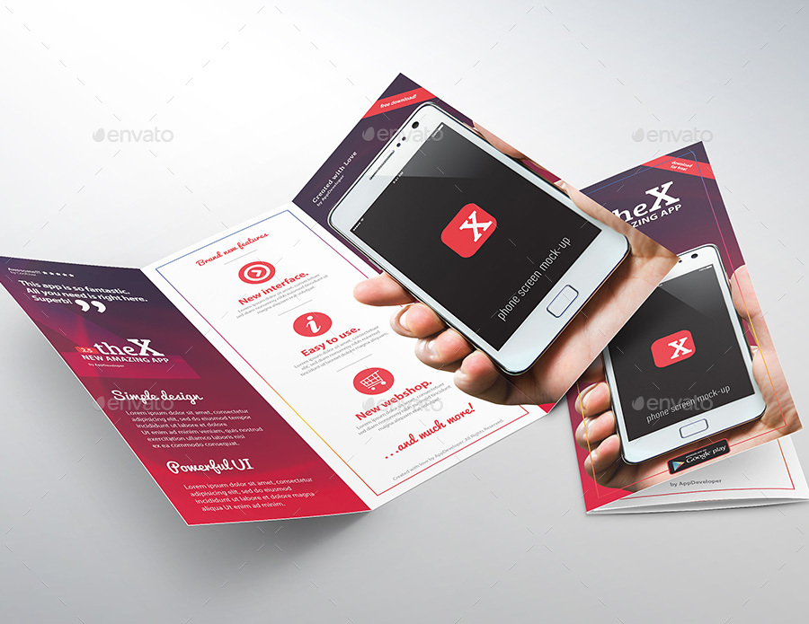 Mobile App Trifold Brochure vol.2 (Android), Print Templates | GraphicRiver