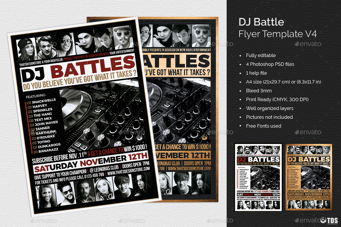 DJ Battle Flyer Template V4, Print Templates | GraphicRiver
