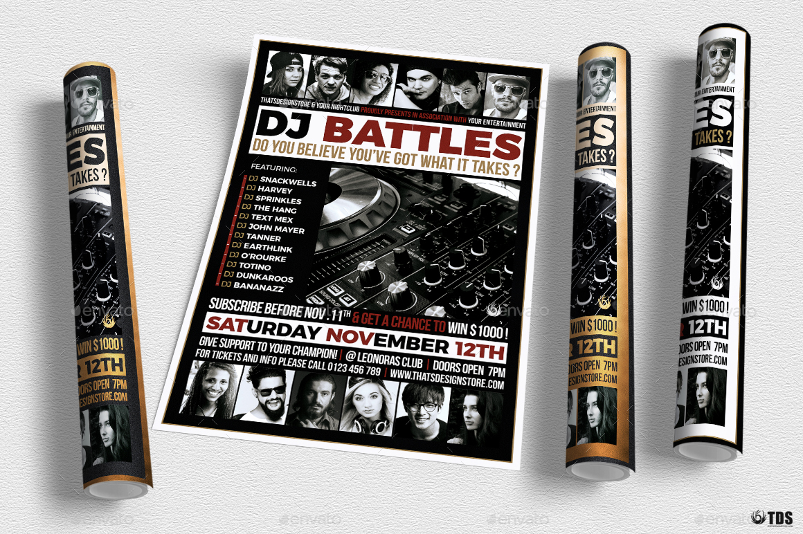 DJ Battle Flyer Template V4, Print Templates | GraphicRiver