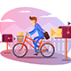 Postman on Bicycle Delivers Letters by evanat | GraphicRiver