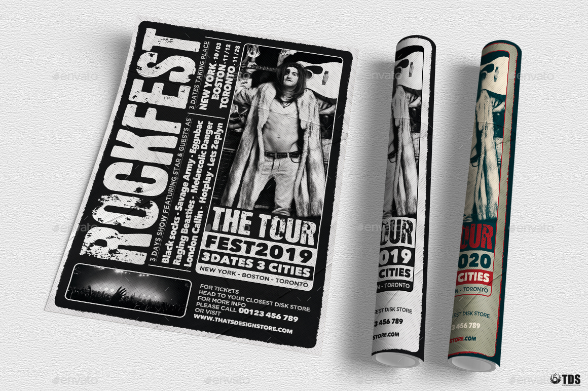 Distressed Rockfest Flyer Template by lou606 | GraphicRiver