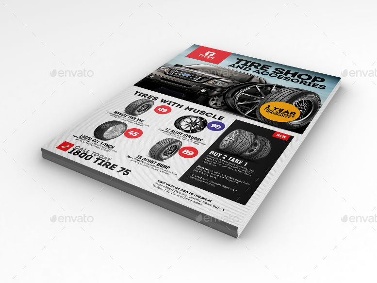 Tire Store Promotional Flyer, Print Templates | GraphicRiver