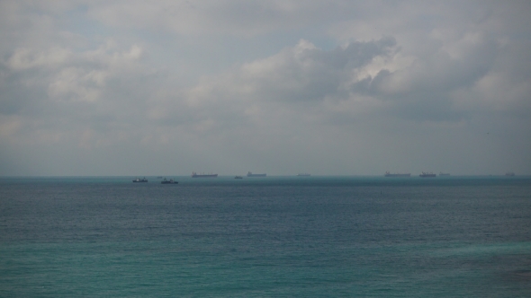 Ocean View and Ships in the Distance., Stock Footage | VideoHive