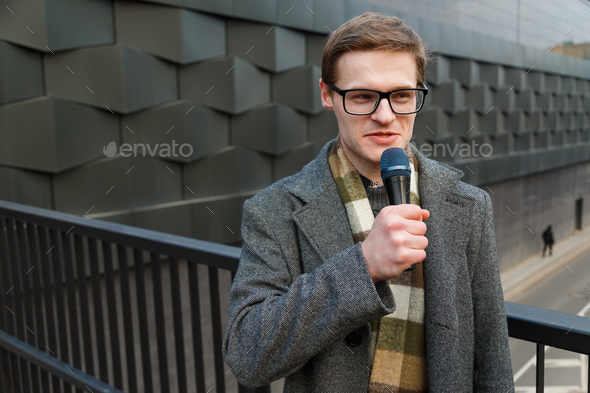 Professional news reporter outdoor Stock Photo by Vladdeep | PhotoDune
