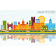 Hartford Skyline with Color Buildings, Blue Sky and Reflections., Vectors