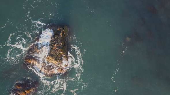 Aerial Shot of the Sea Waves Washing Rocks in Black Sea View From Above ...