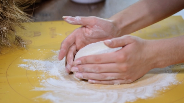 Making Dough By Female Hands on Table Background, Stock Footage | VideoHive