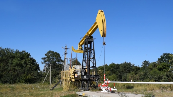 The Pumping Unit on an Oil Well, Stock Footage | VideoHive