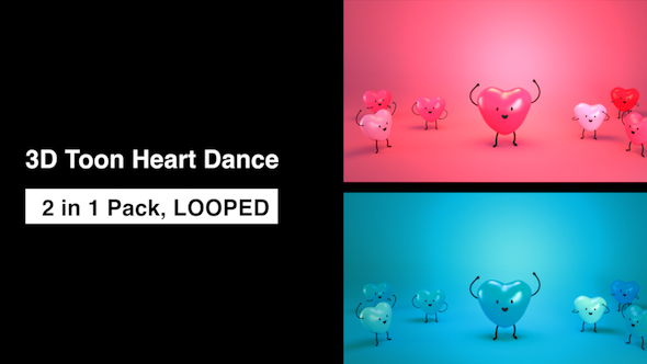 3D Toon Heart Dance Pack, Motion Graphics | VideoHive