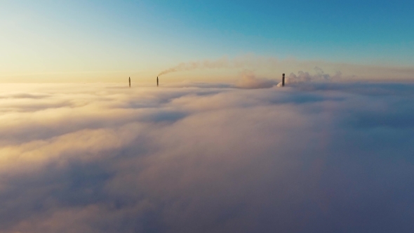 Aerial View. Flying in Fog, Fly in Mist. Flight Above the Clouds ...
