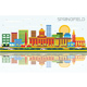 Springfield Skyline with Color Buildings, Blue Sky and Reflections, Vectors