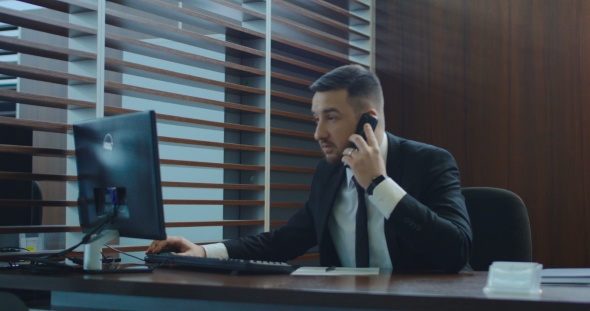 Busy Manager Working in Office, Stock Footage | VideoHive
