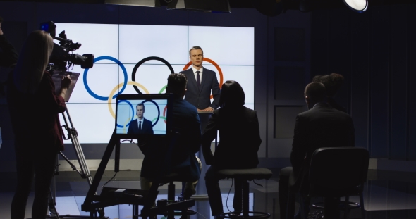 Spokesman Holding Press Conference on Stage, Stock Footage | VideoHive