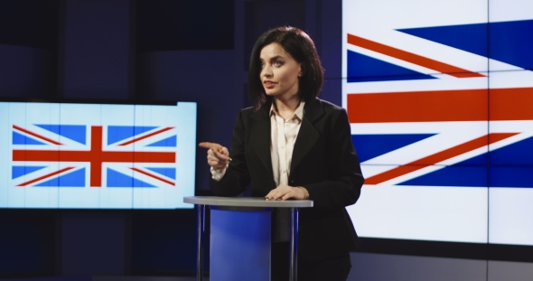 Female News Anchor Presenting British News, Stock Footage | VideoHive
