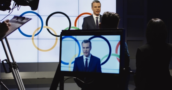 Spokesman Holding Press Conference on Stage, Stock Footage | VideoHive