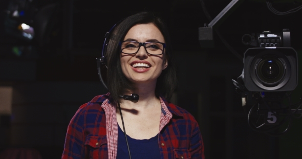 Cheerful Female Stage Manager in Work, Stock Footage | VideoHive