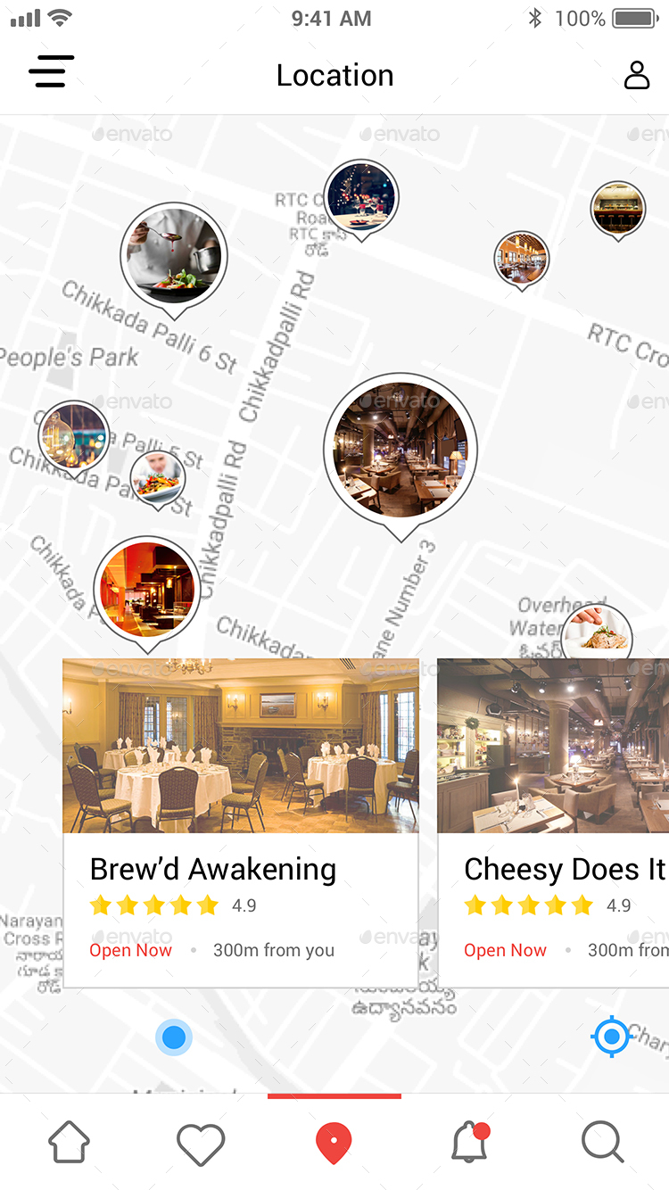 Restaurant Flat User Interface Pack, Web Elements | GraphicRiver