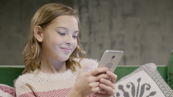 Teen Girl Chat with Friend By Smartphone at Home, Stock Footage | VideoHive