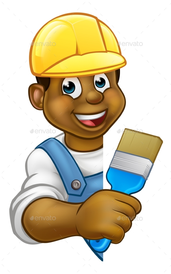 Cartoon Painter and Decorator Man by Krisdog | GraphicRiver