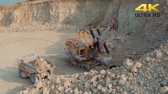 Loading Heavy Dump Truck At The Opencast Mining Site, Stock Footage
