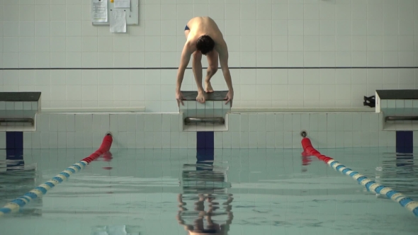Athlete Dives Into the Pool in, Stock Footage | VideoHive