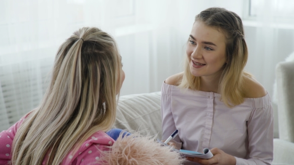 Communication Conversation Girls Relaxed Interview, Stock Footage ...